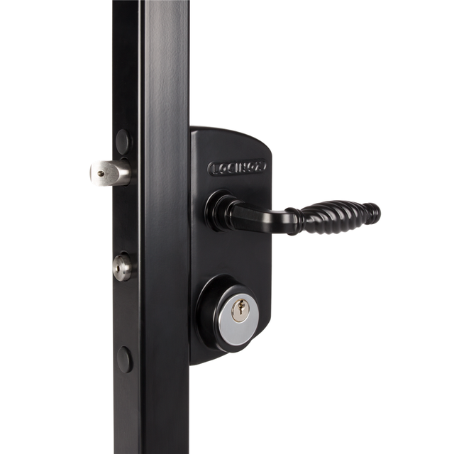 Locinox Luky Gate Lock with Mortise Cylinder, Black Swirl Handle ...