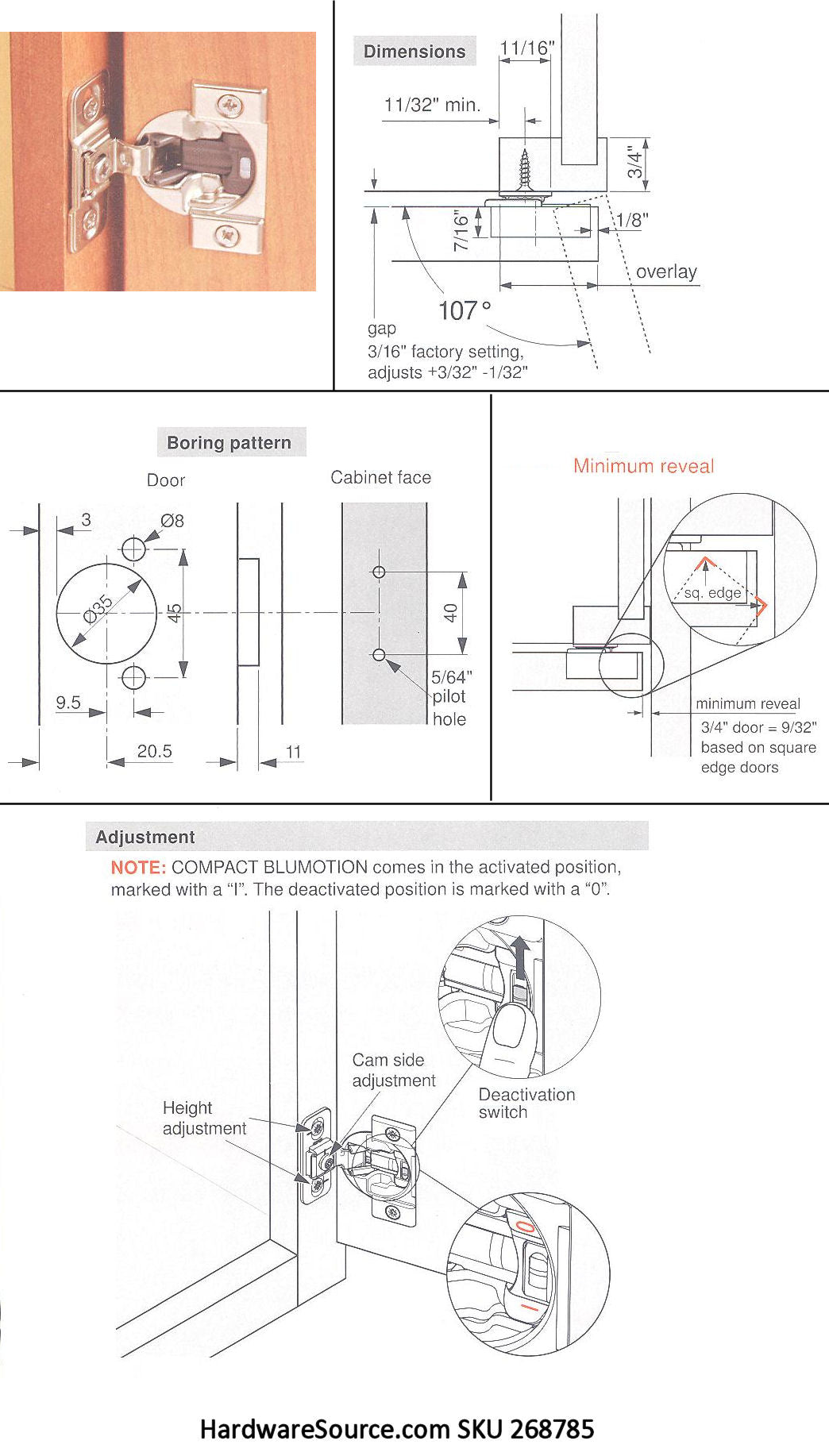 Blum Blumotion Compact Hinge Face Mount Compact Hinge HardwareSource